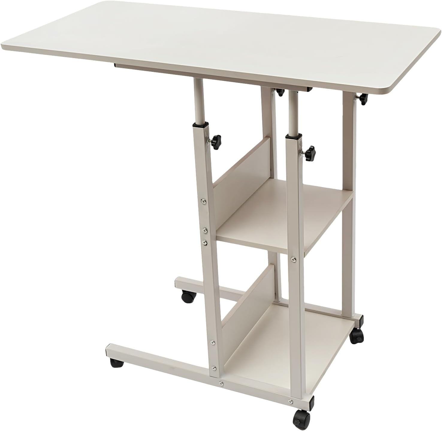 End Table C Shaped Portable Side Table with Universal Wheels Sofa Side ...