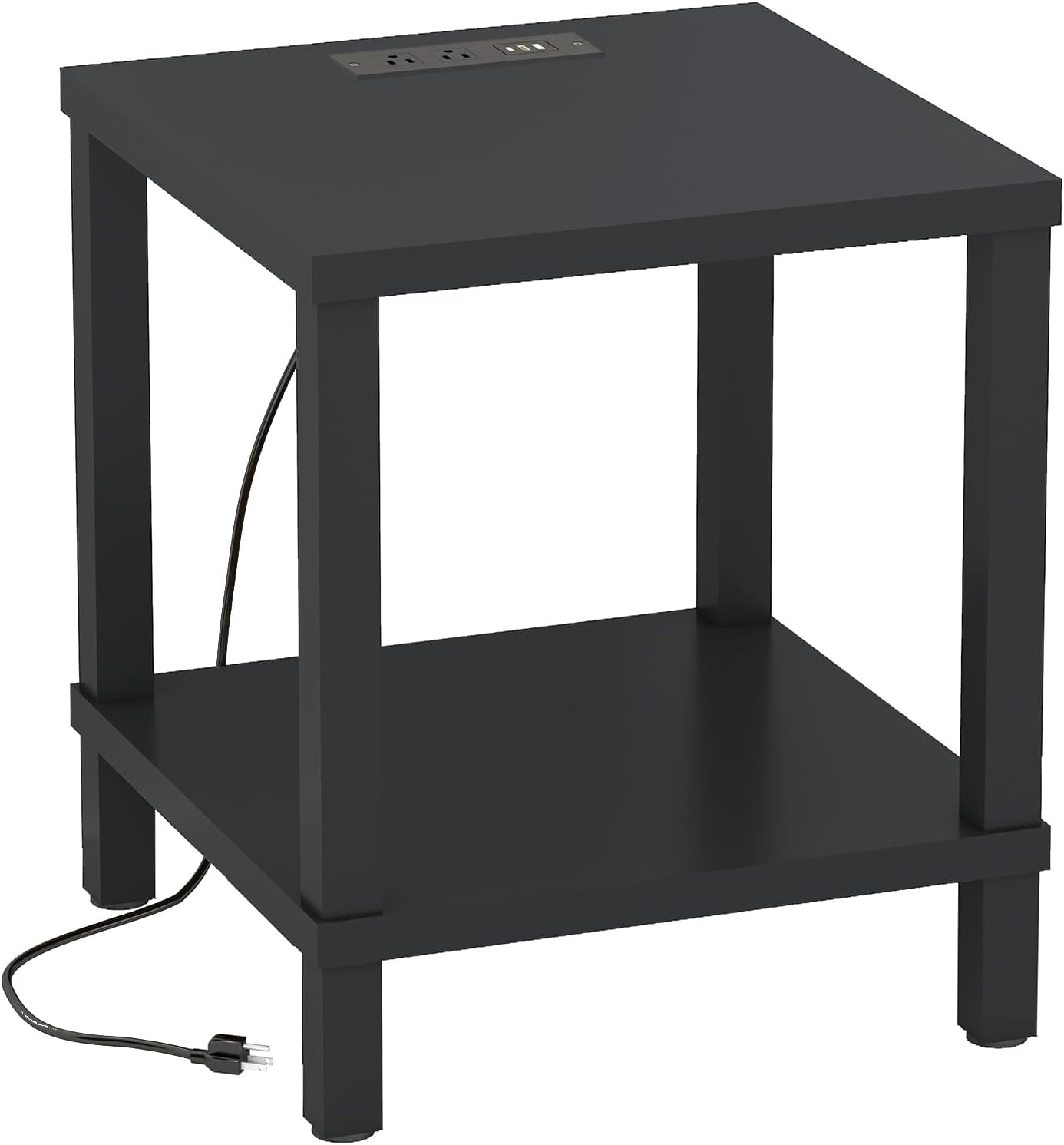 End Table with Charging Station, 20 Inch Square Side Table with USB ...