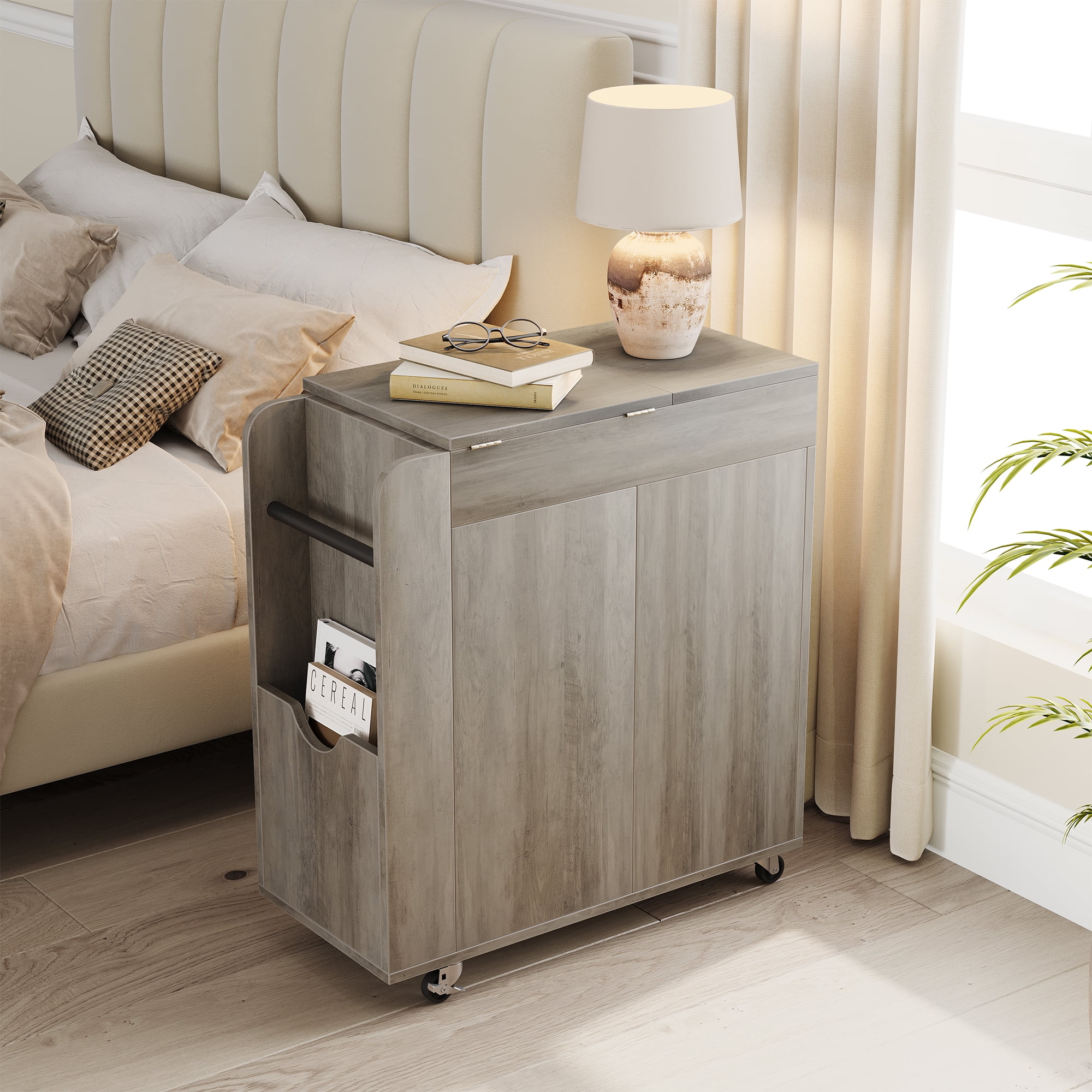 End Table with Charging Station, Flip Top C Table with USB Ports and ...