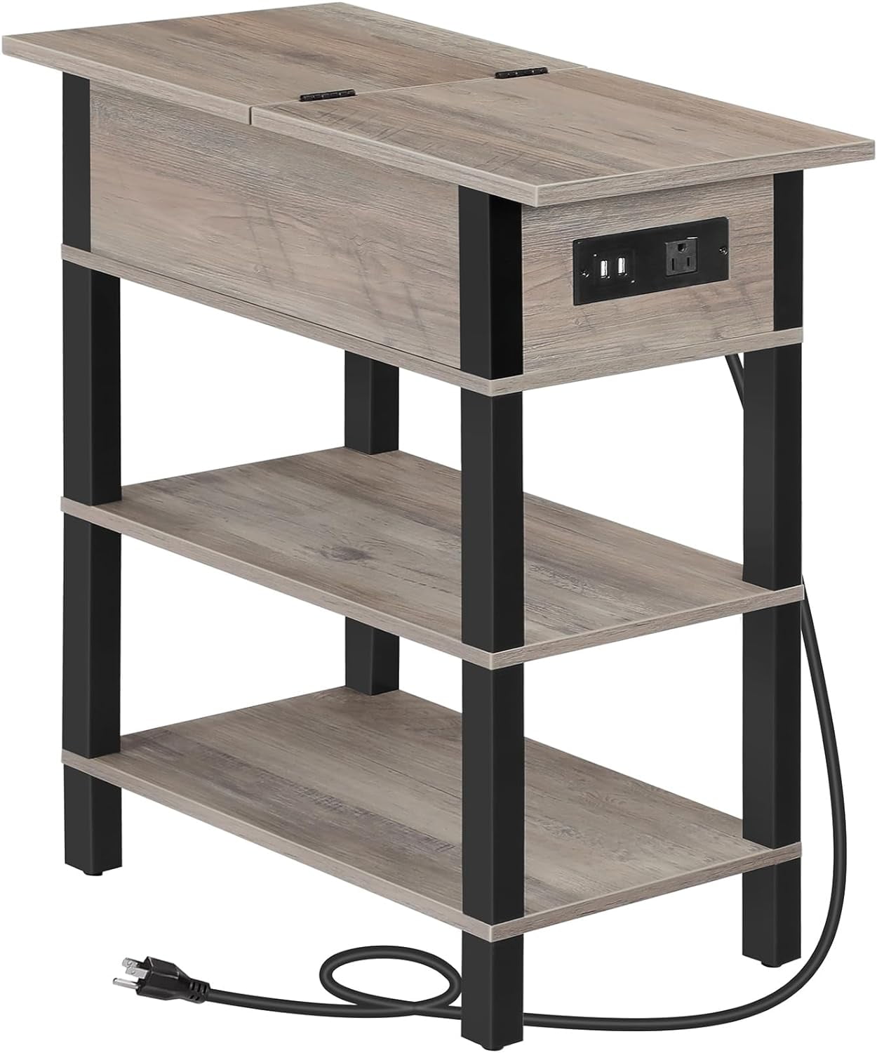 End Table with Charging Station, Flip Top Side Table with USB Ports ...