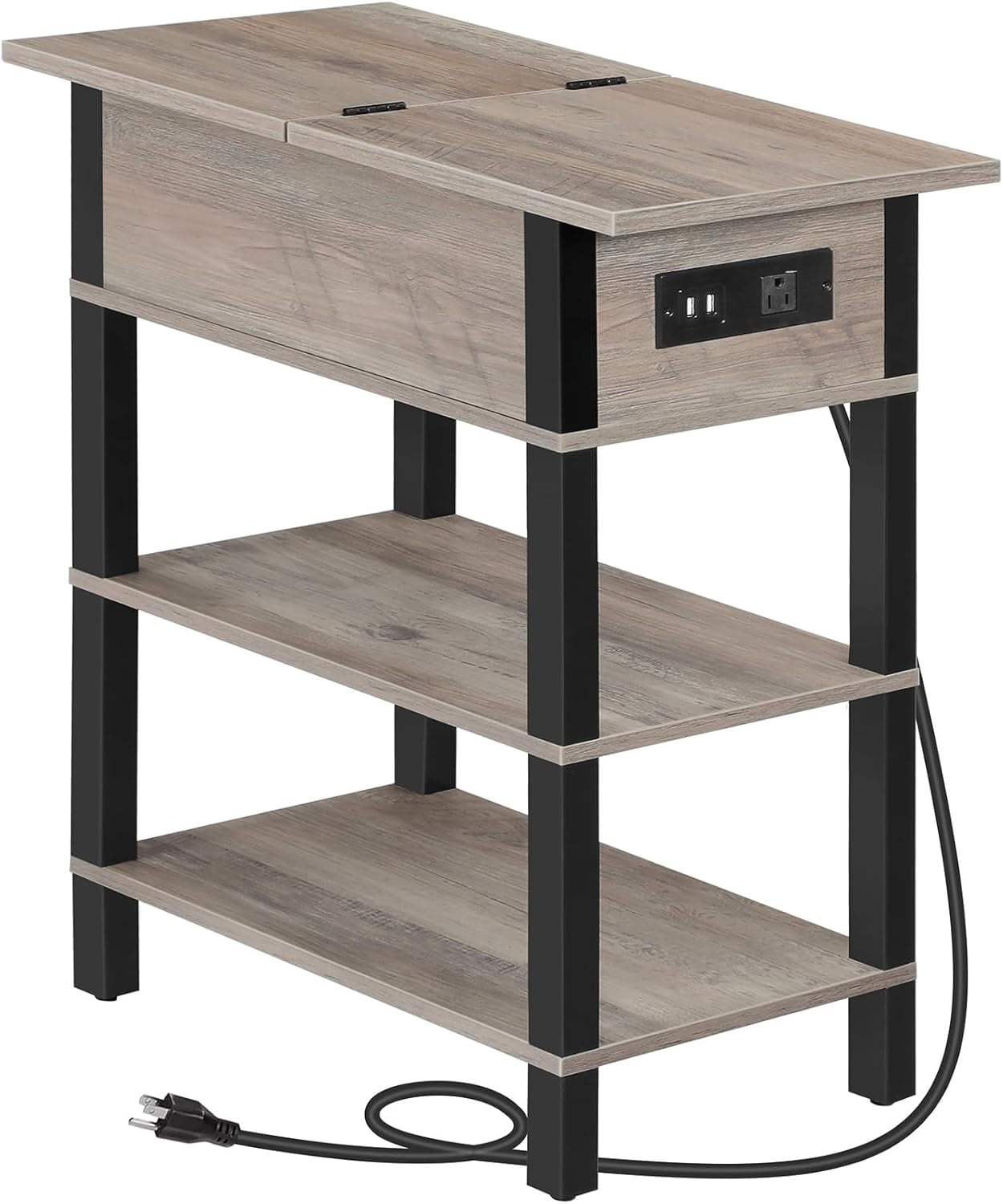End Table with Charging Station, Flip Top Side Table with USB Ports ...
