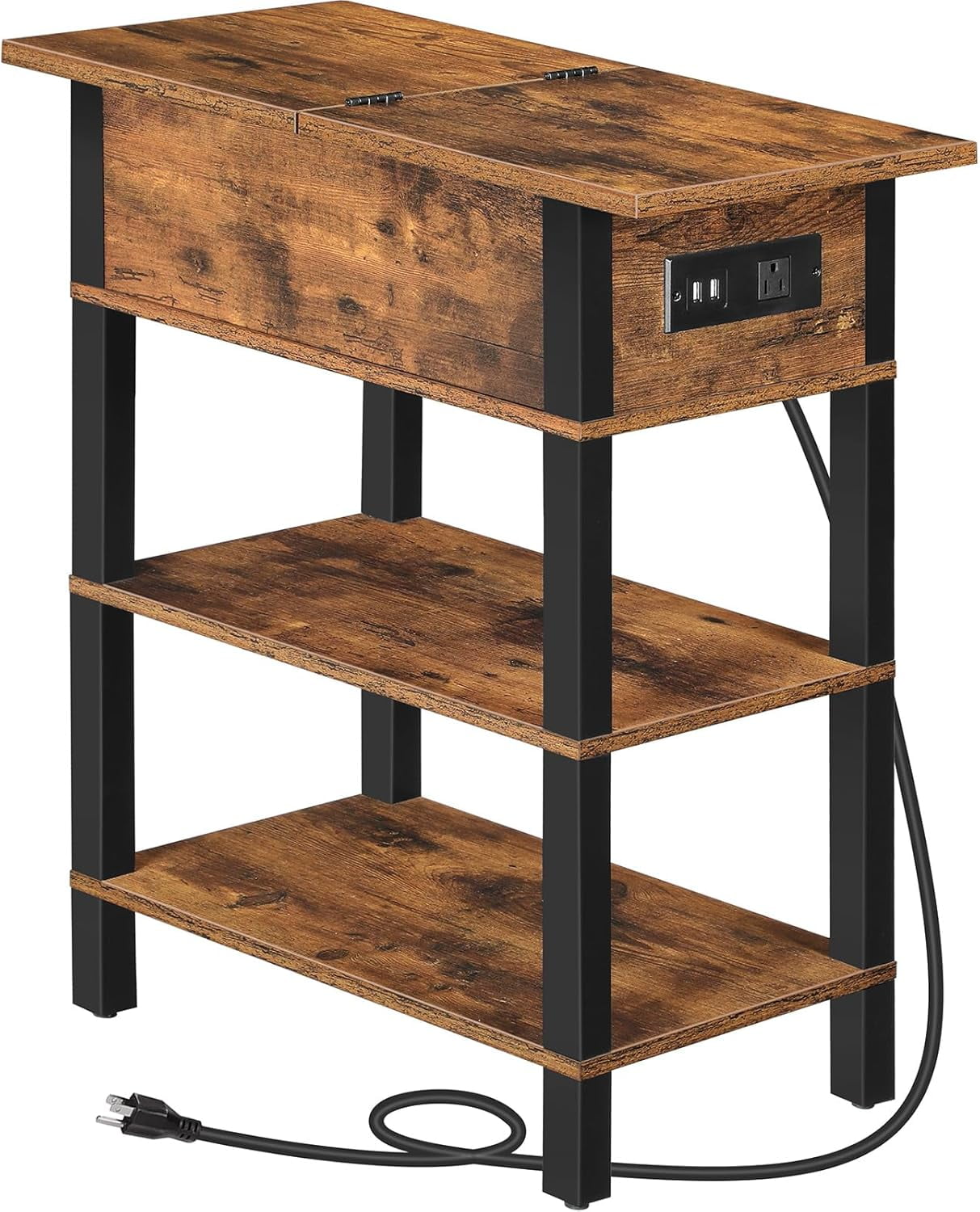 End Table with Charging Station, Flip Top Side Table with USB Ports ...