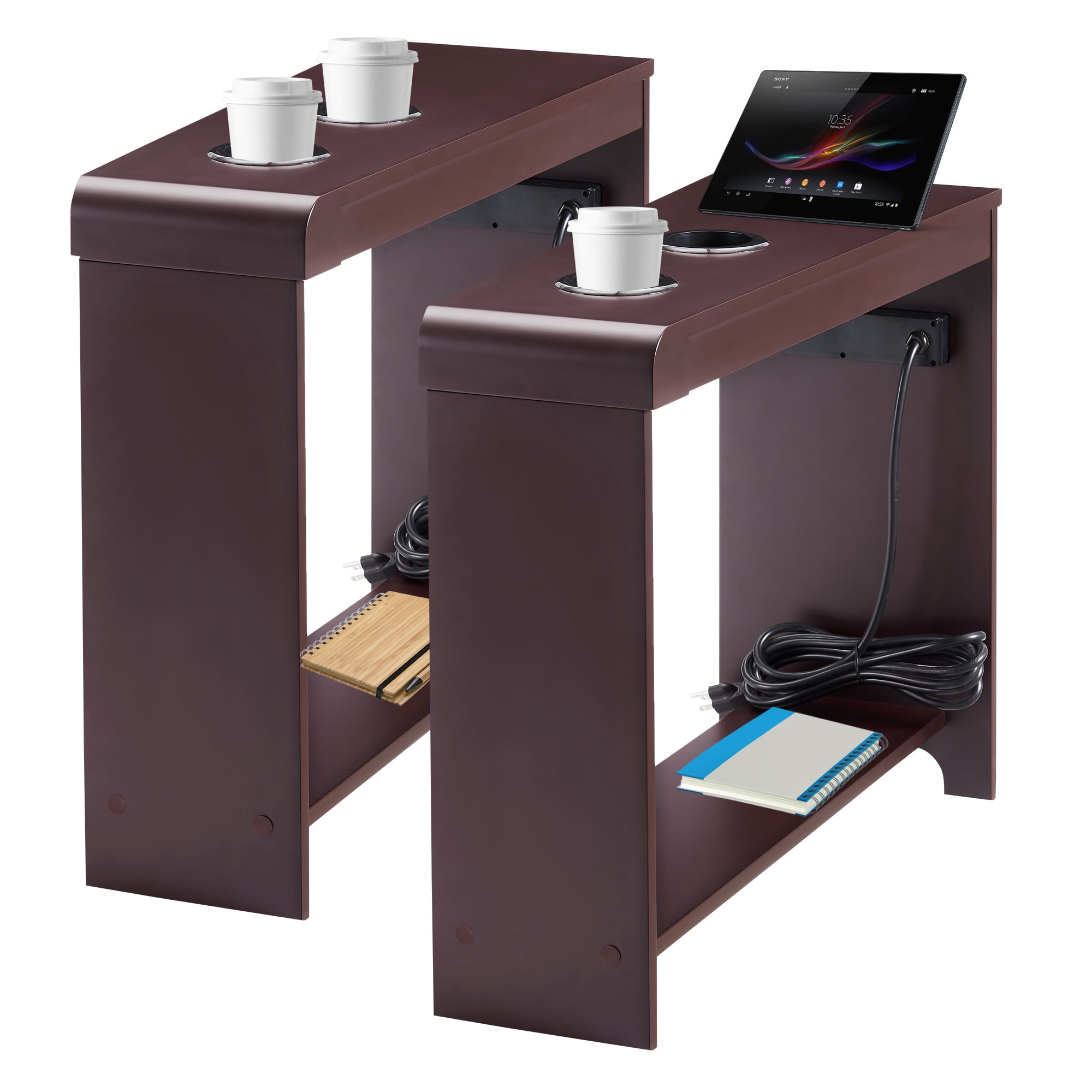 Set of 2 Naomi Home Jade End Tables with Charging Station, USB Ports ...