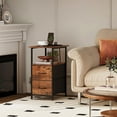 End Table with Charging Station,Narrow Side Table with 2 Fabric Drawers ...
