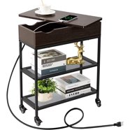 Costway Large 360° Free Rotating Sofa Side Table with Wheels Storage ...