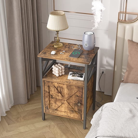 End Table with Charging Station, Side Table with Power Outlet & USB ...