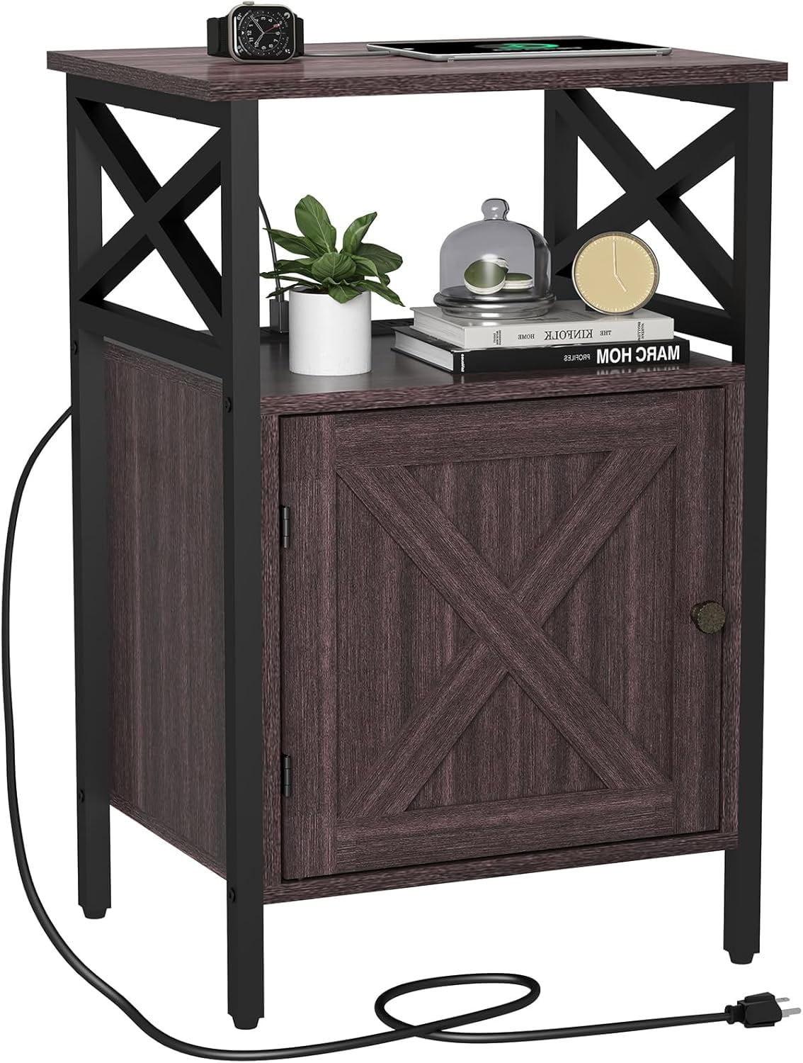 End Table with Charging Station, Side Table with Power Outlet & USB ...