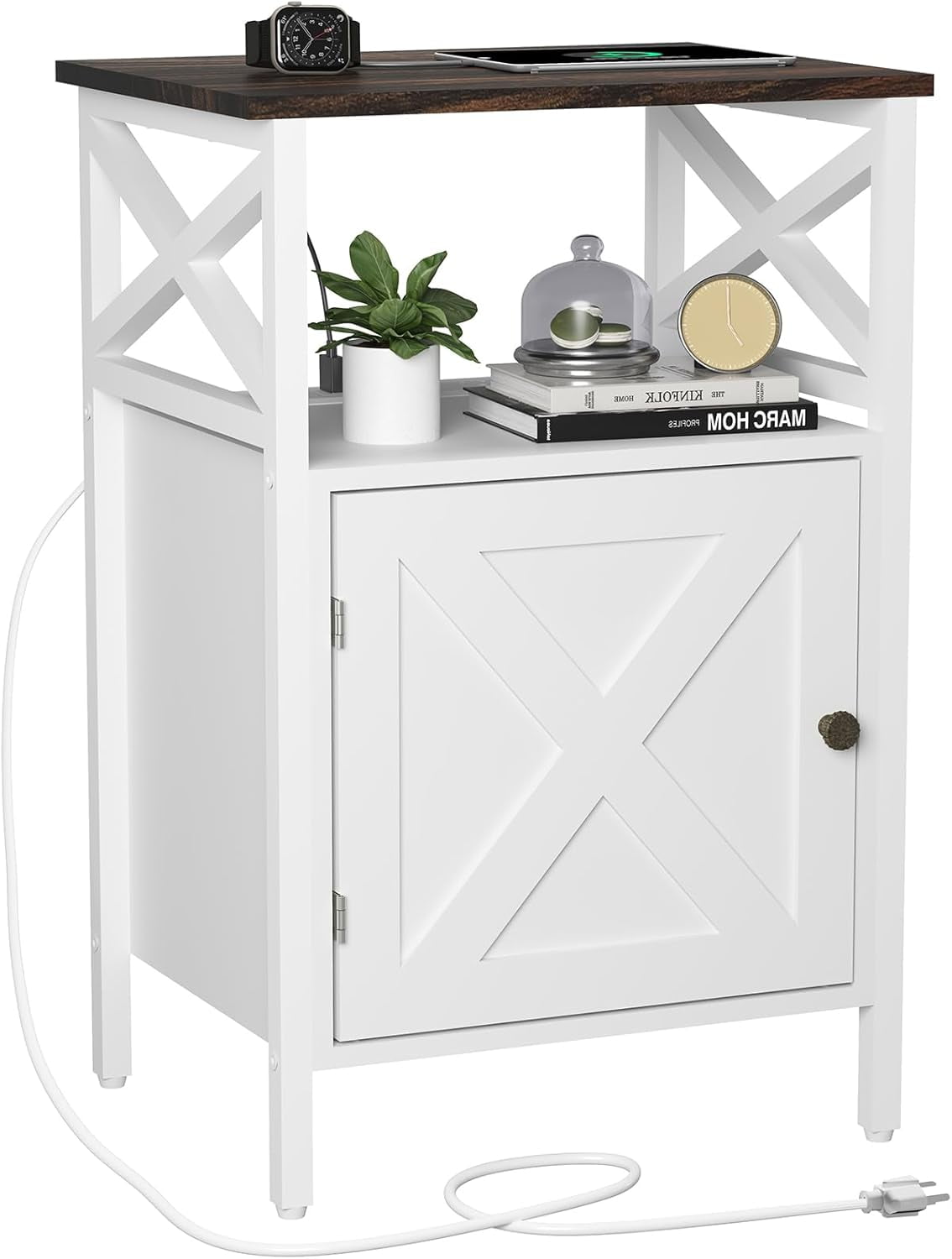 End Table with Charging Station, Side Table with Power Outlet & USB ...