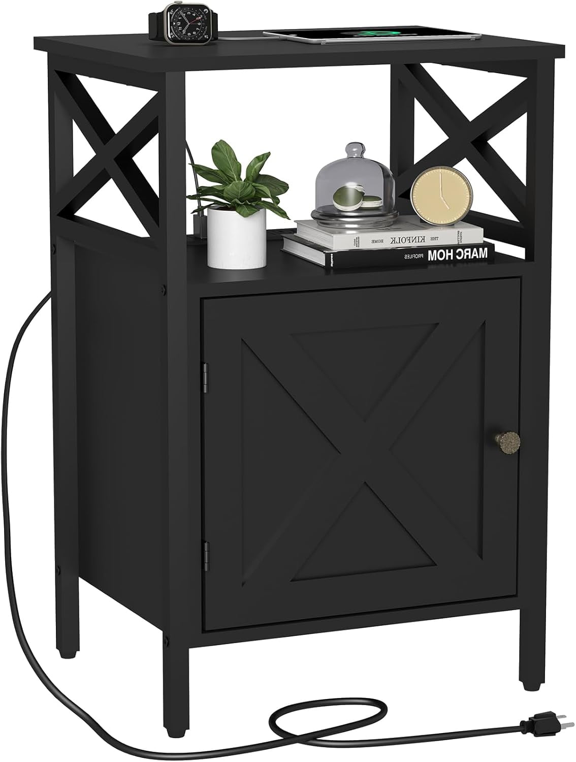 End Table with Charging Station, Side Table with Power Outlet & USB ...