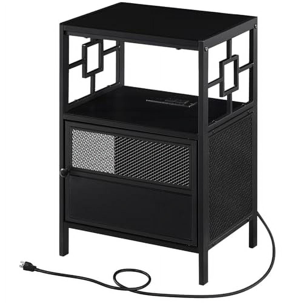 End Table with Charging Station, Side Table with USB Ports and Outlets ...