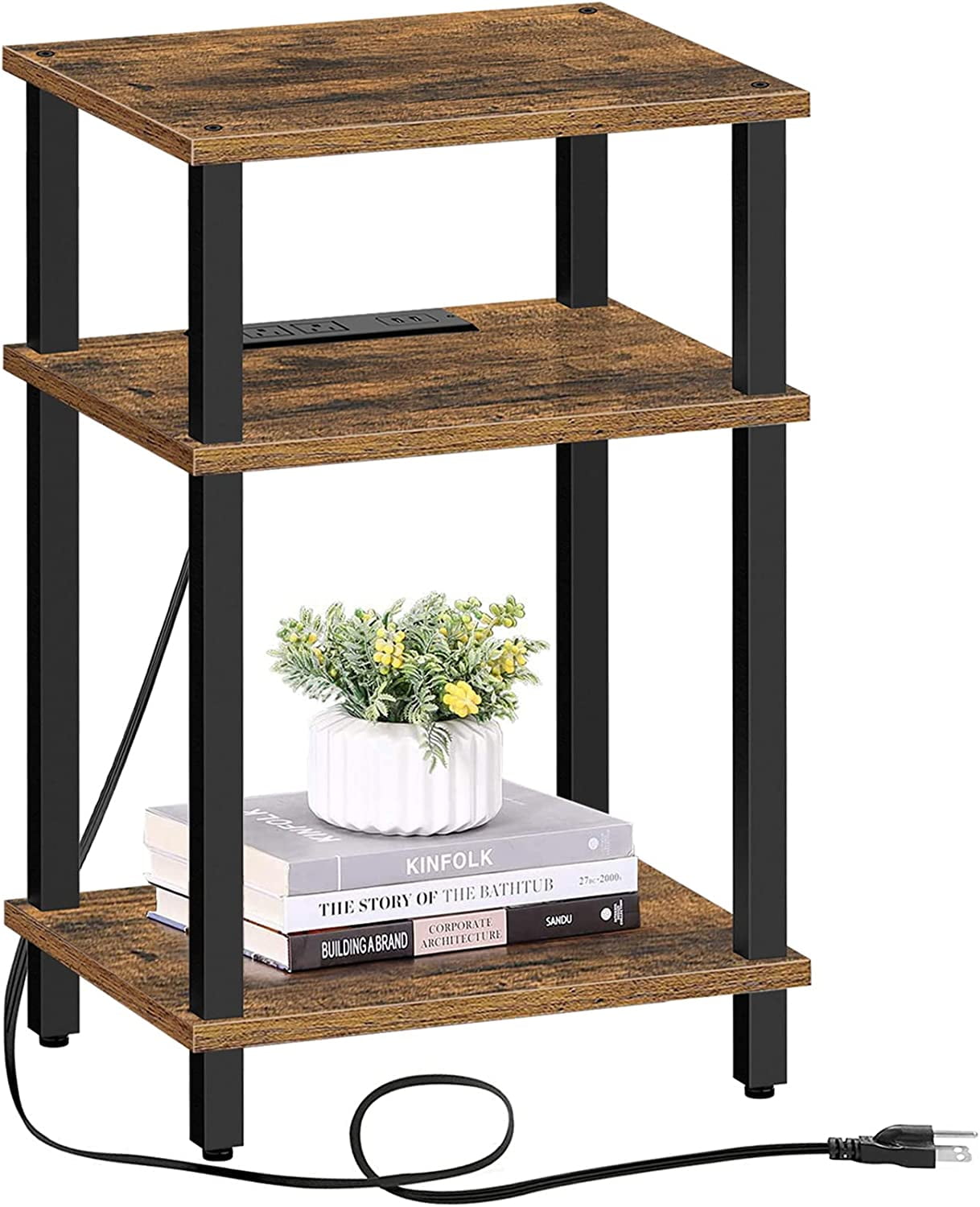 End Table with Charging Station, Side Table with USB Ports and Outlets ...