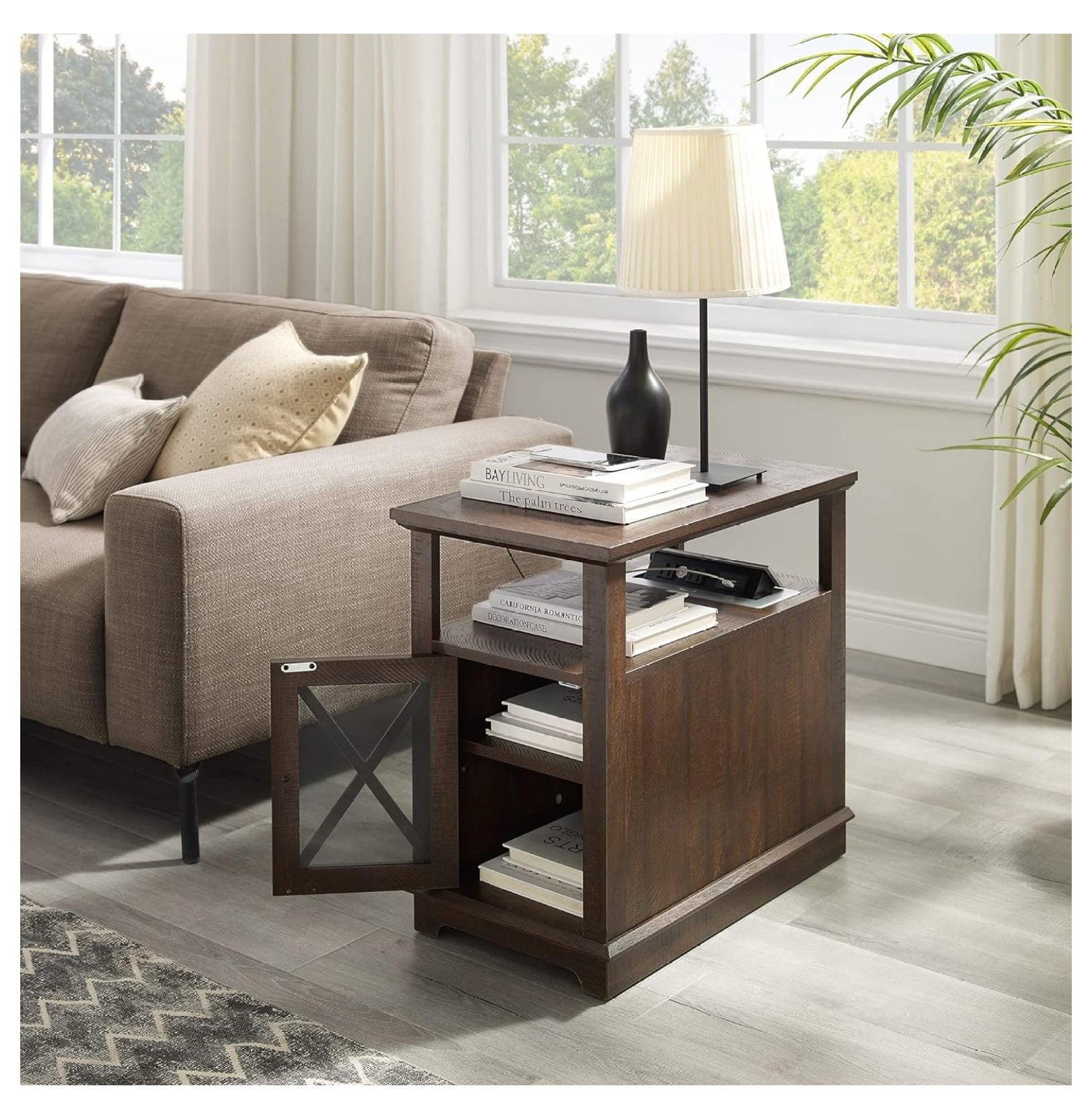 End Table with Charging Station, Side Table with USB Ports and Outlets ...