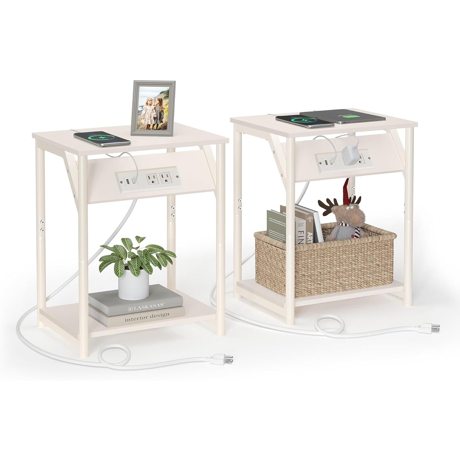 End Table with Charging Station,Small Side Tables for Living Room ...