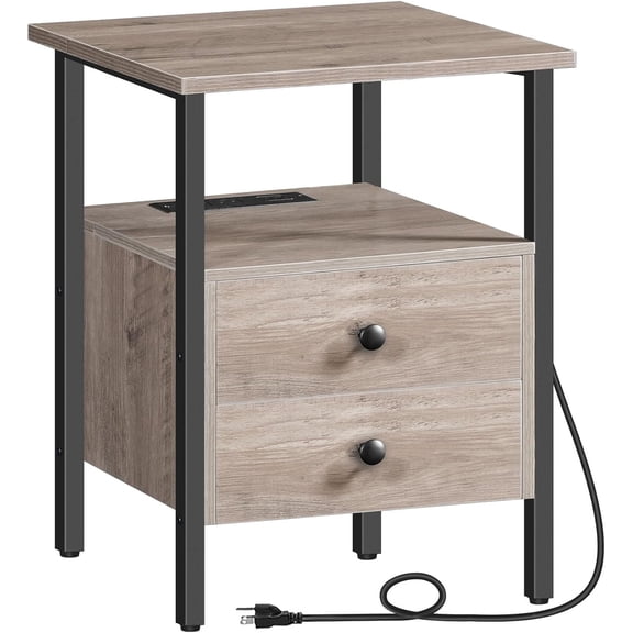 Euroco Multifunctional End Table with Pull-Out Tray, USB Ports, Power ...
