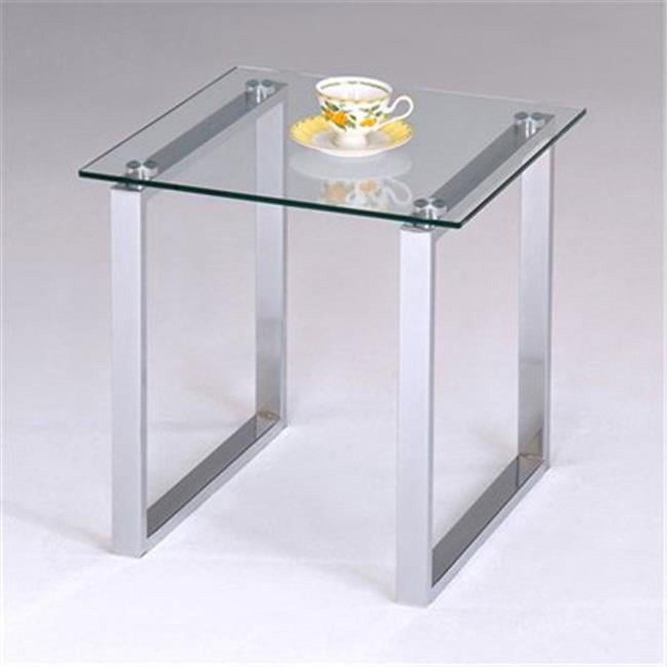 Modern Design End Table with 8mm Glass Top and Chrome Steel Frame ...