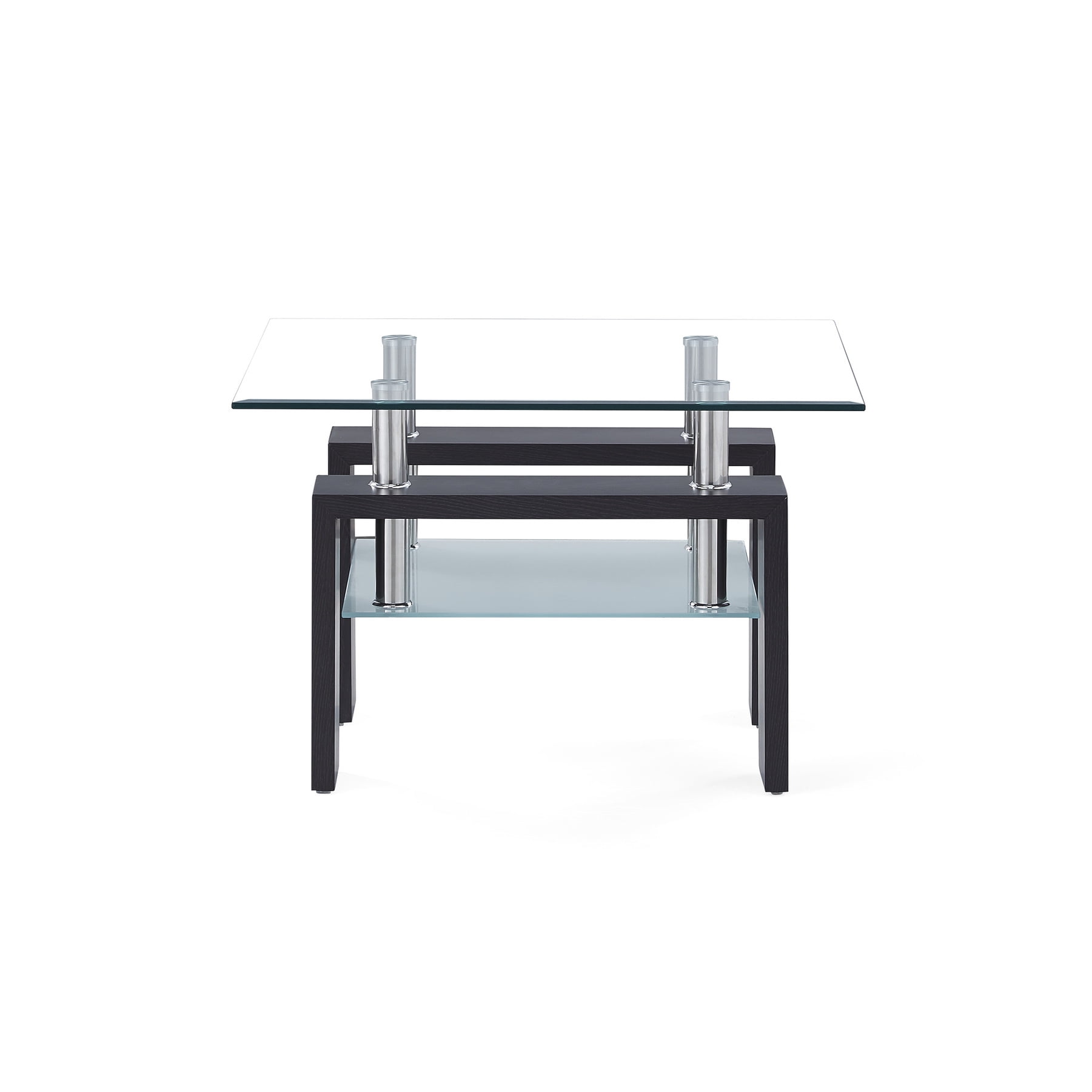 End Table | Clear Top Glass for a Clean and Fresh Look | Metal Frame ...