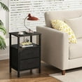 End Table, Couch Side Table, Nightstand with Cloth Drawer, Set of 2 ...