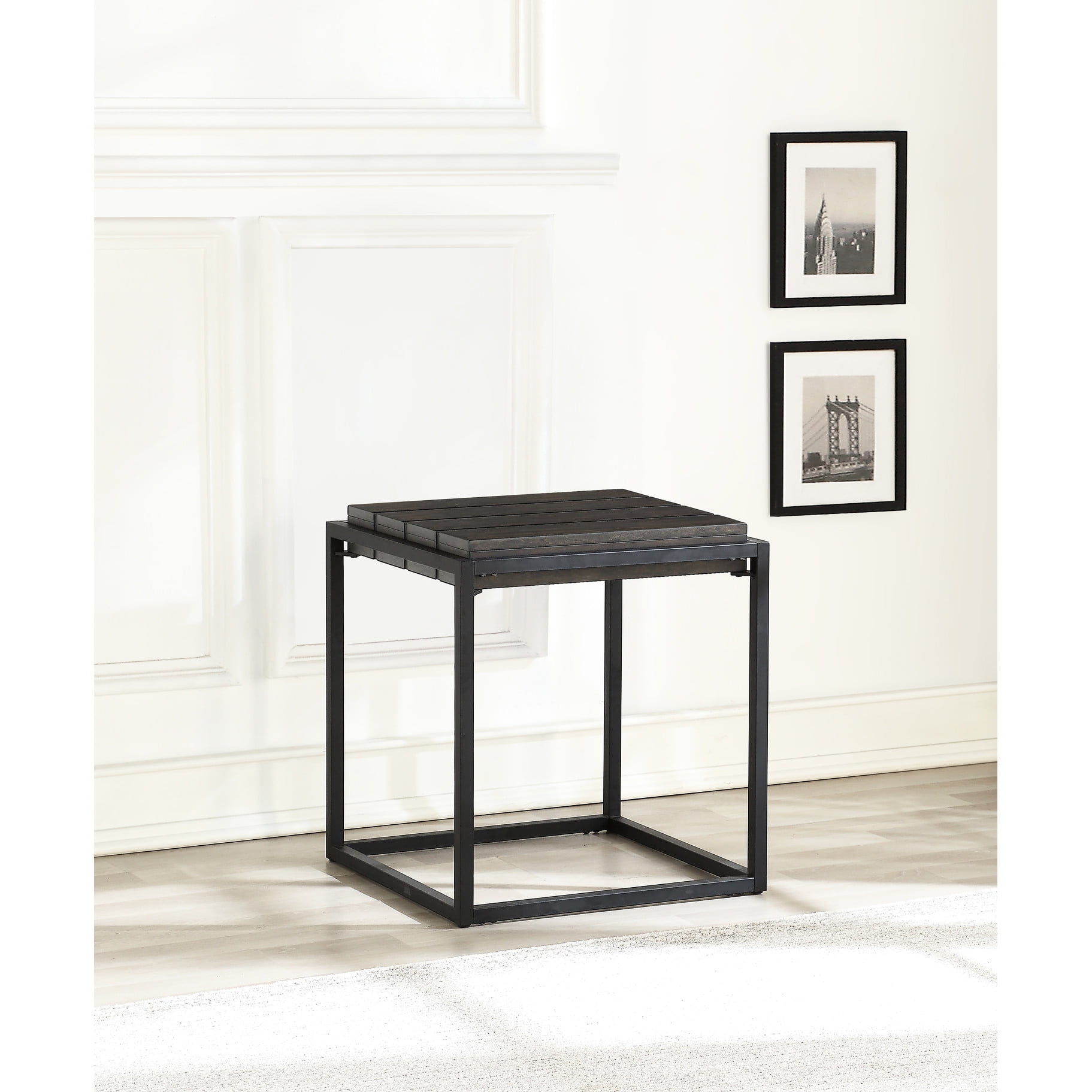 End Table In Dark Brown. 48-inch Square Cocktail Table. Veneers, Iron ...