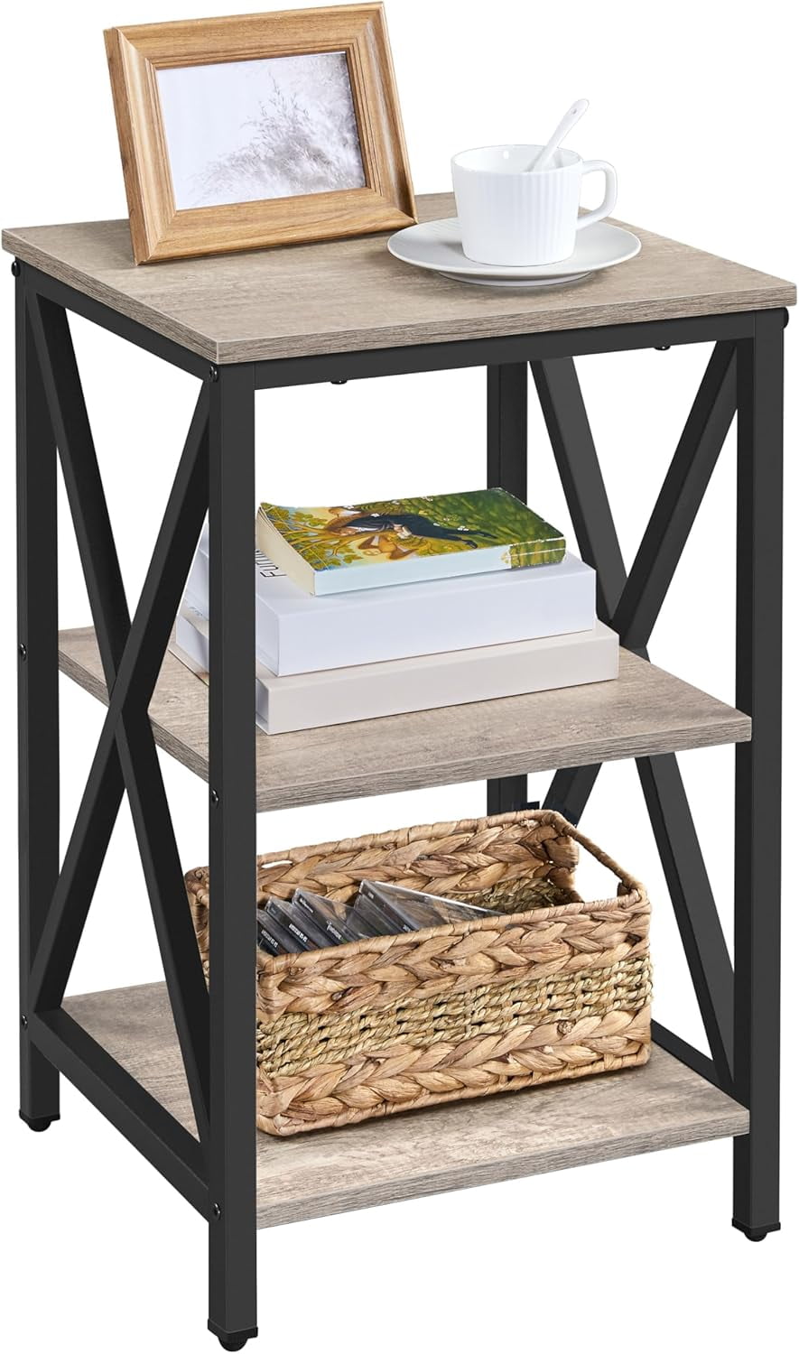 End Table Living Room, 3-Tier Side Table with Storage Shelves for Home ...