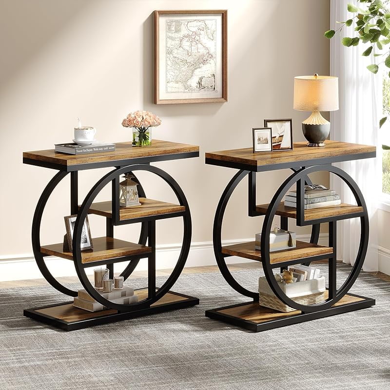 End Table for Living Room, 4-Tier Narrow Side Table with Storage ...