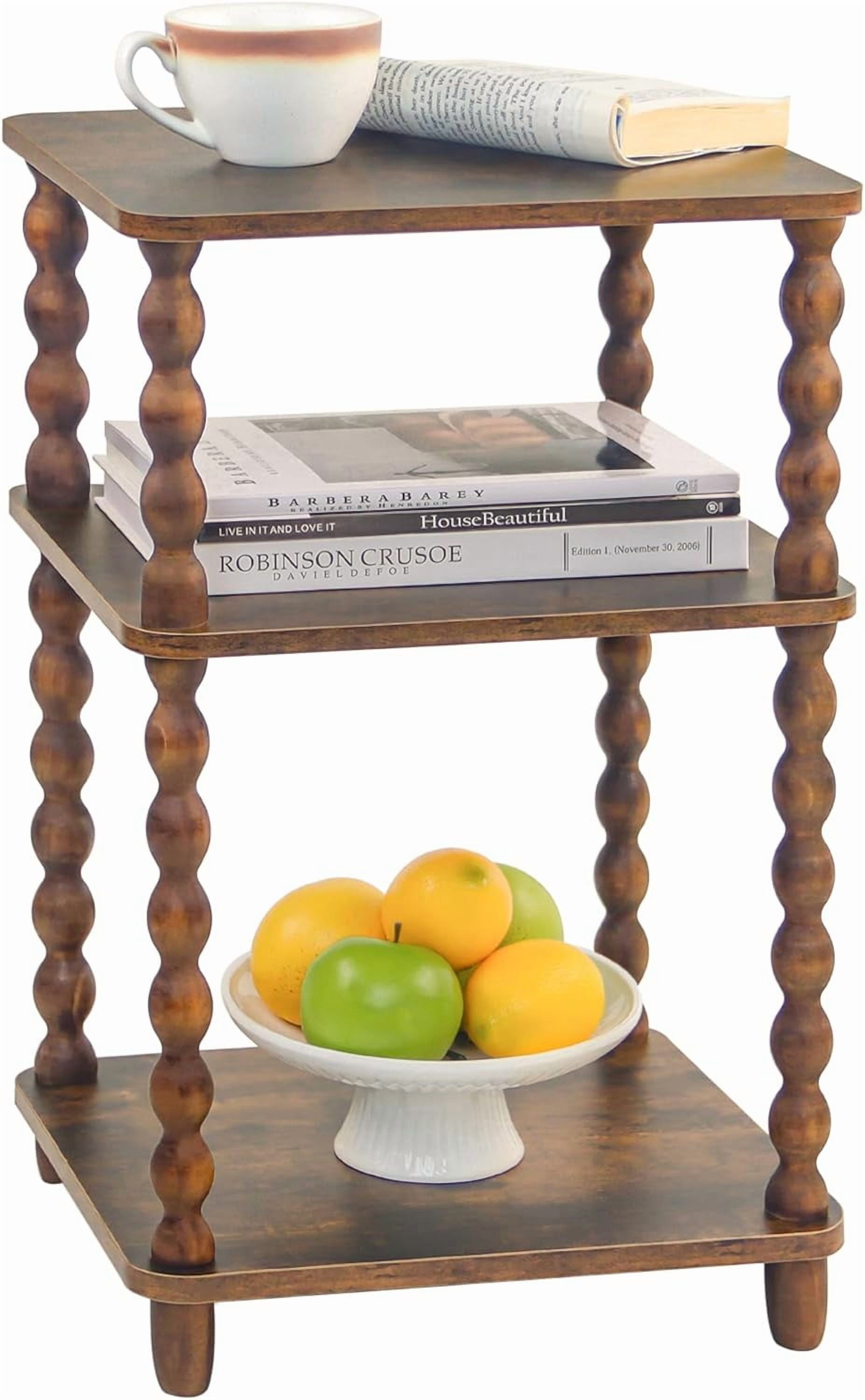 End Table, Modern Side Table with 3 Tier Open Shelf, Small Table Bed ...