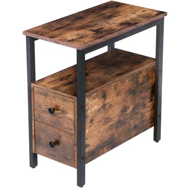 YINGYING 23.62” Industrial Half Round End Table, 3-Tier Narrow Side ...