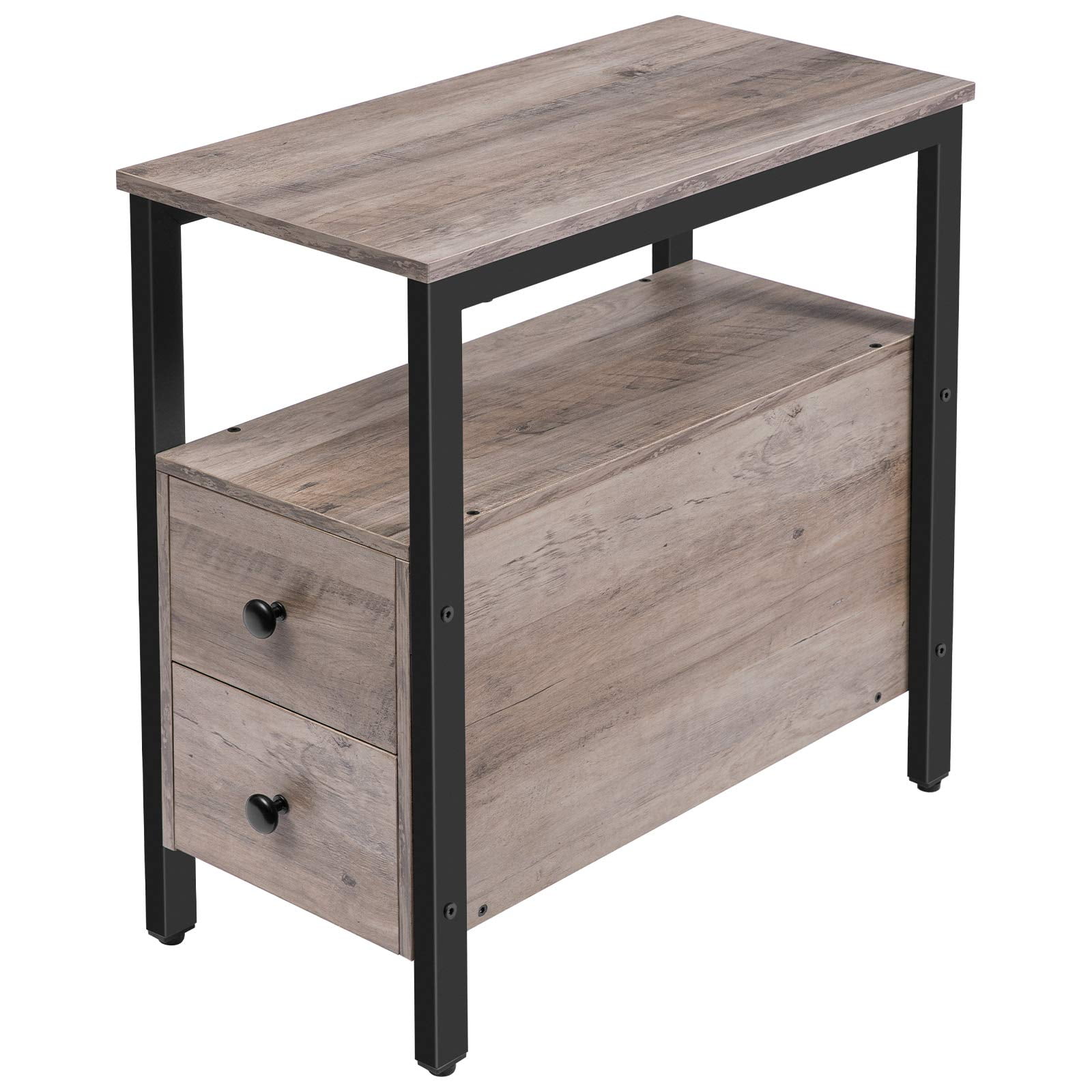 End Table, Narrow Chairside Table with Drawer and Open Storage Shelf ...