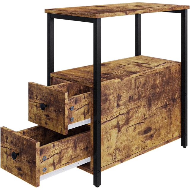 End Table Narrow Side Table with 2 Wooden Drawer, Nightstand Sofa Table ...