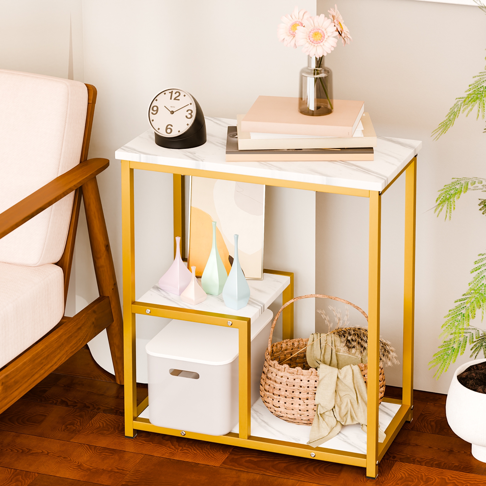 End Table, Narrow Side Table, Slim Bedside Table, Small Storage Side ...