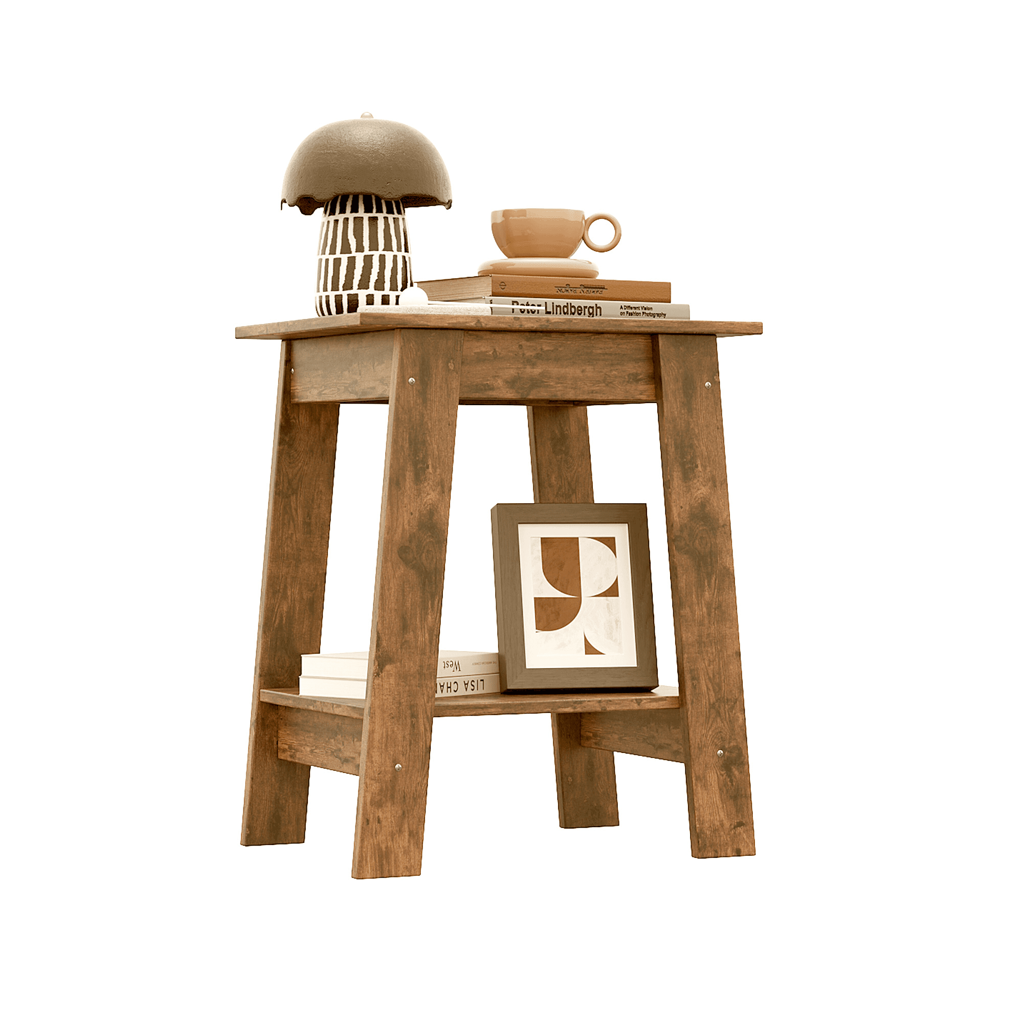 End Table, Narrow Side Table with 2 Tier Storage Shelf, Small Space ...