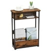 Ktaxon Slim Industrial Side Table with Shelf Storage Space, Wood Look ...