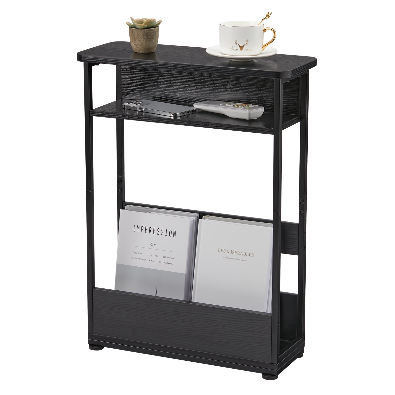 End Table for Narrow Space, 3 Tier Narrow Side Tables Modern Sofa Table ...