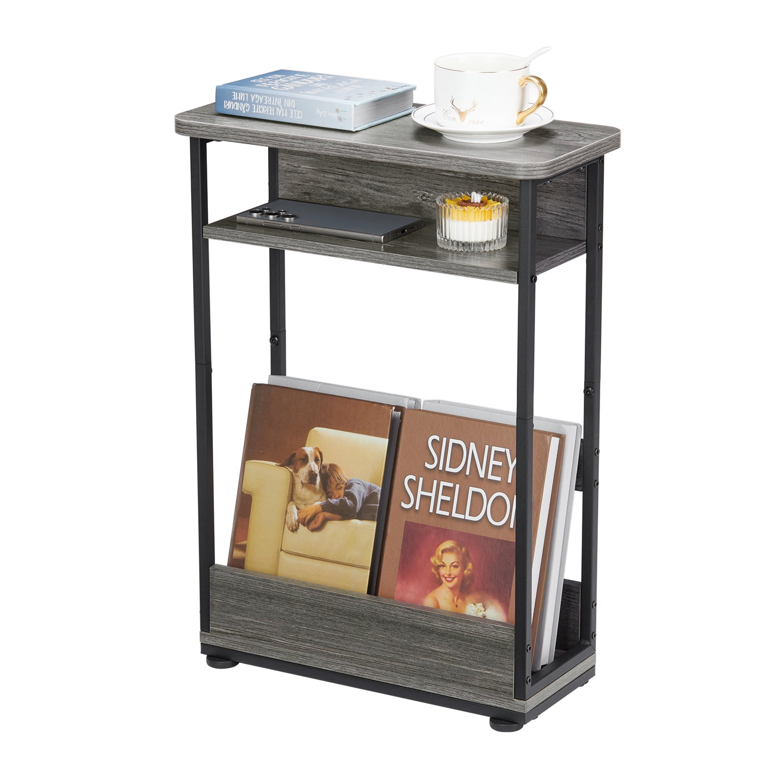 End Table for Narrow Space, 3 Tier Narrow Side Tables Modern Sofa Table ...