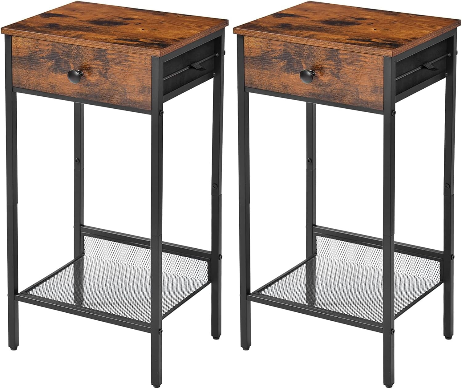 End Table, Nightstand with Storage Cabinet, 2-Tier Modern Corner Side ...