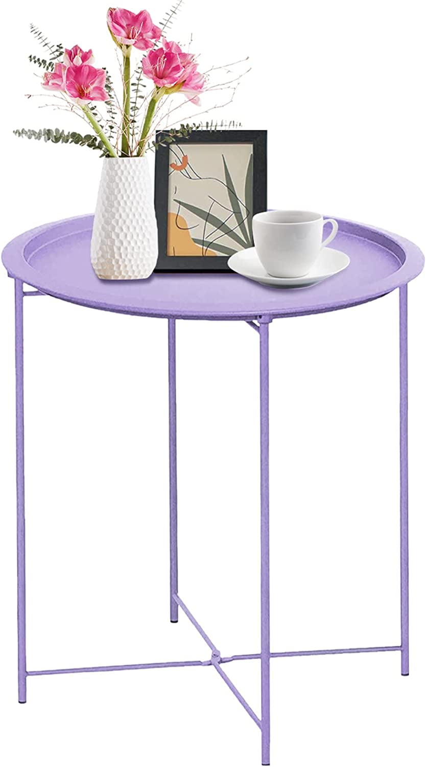 End Table Outdoor Side Table, Small Patio Table Metal Side Table, Round ...