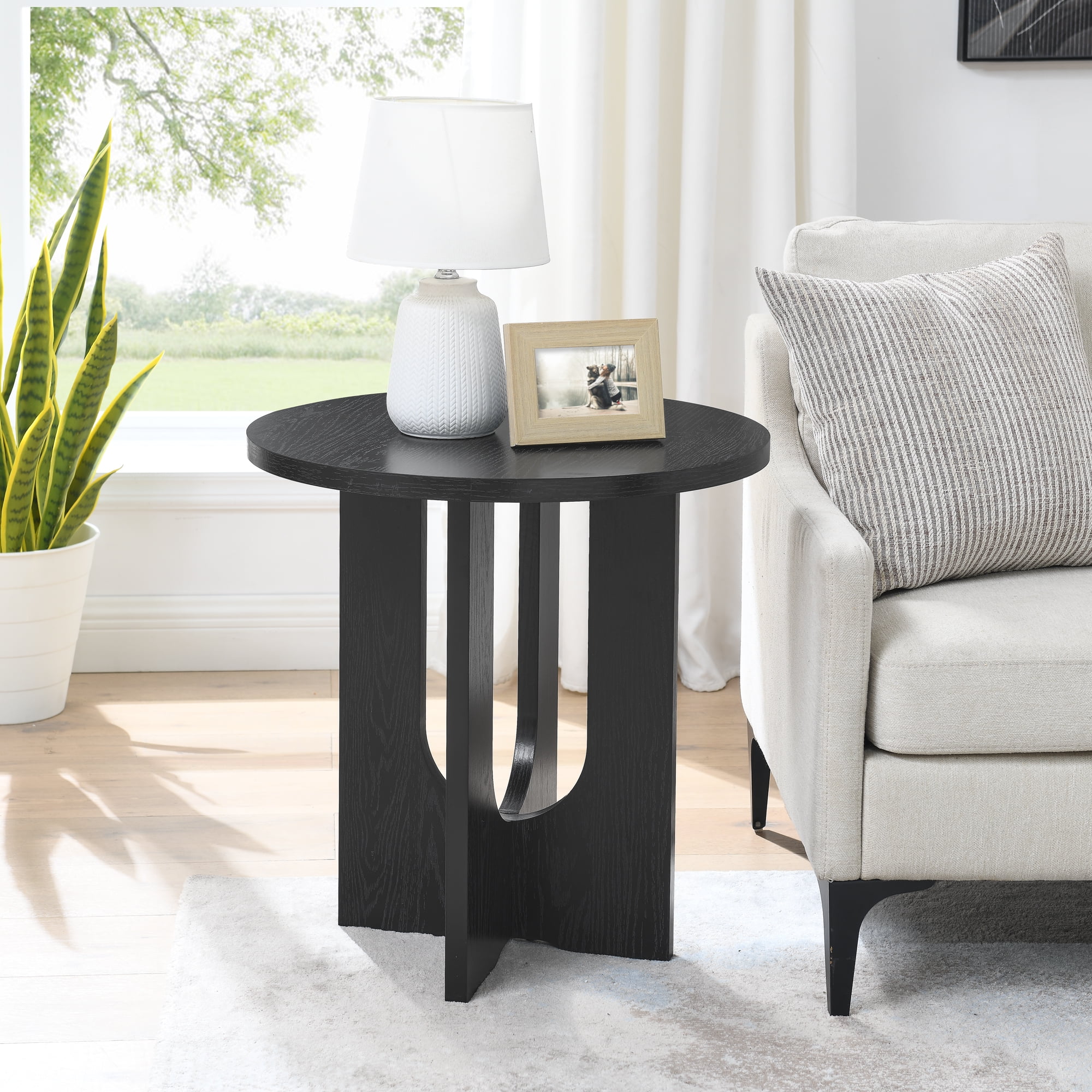End Table, Round Side Table, Modern Minimalist Nightstand Bedside Table ...