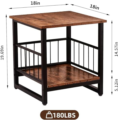 End Table Set of 2, Industrial Side Table with 2-Tire Storage Shelf ...