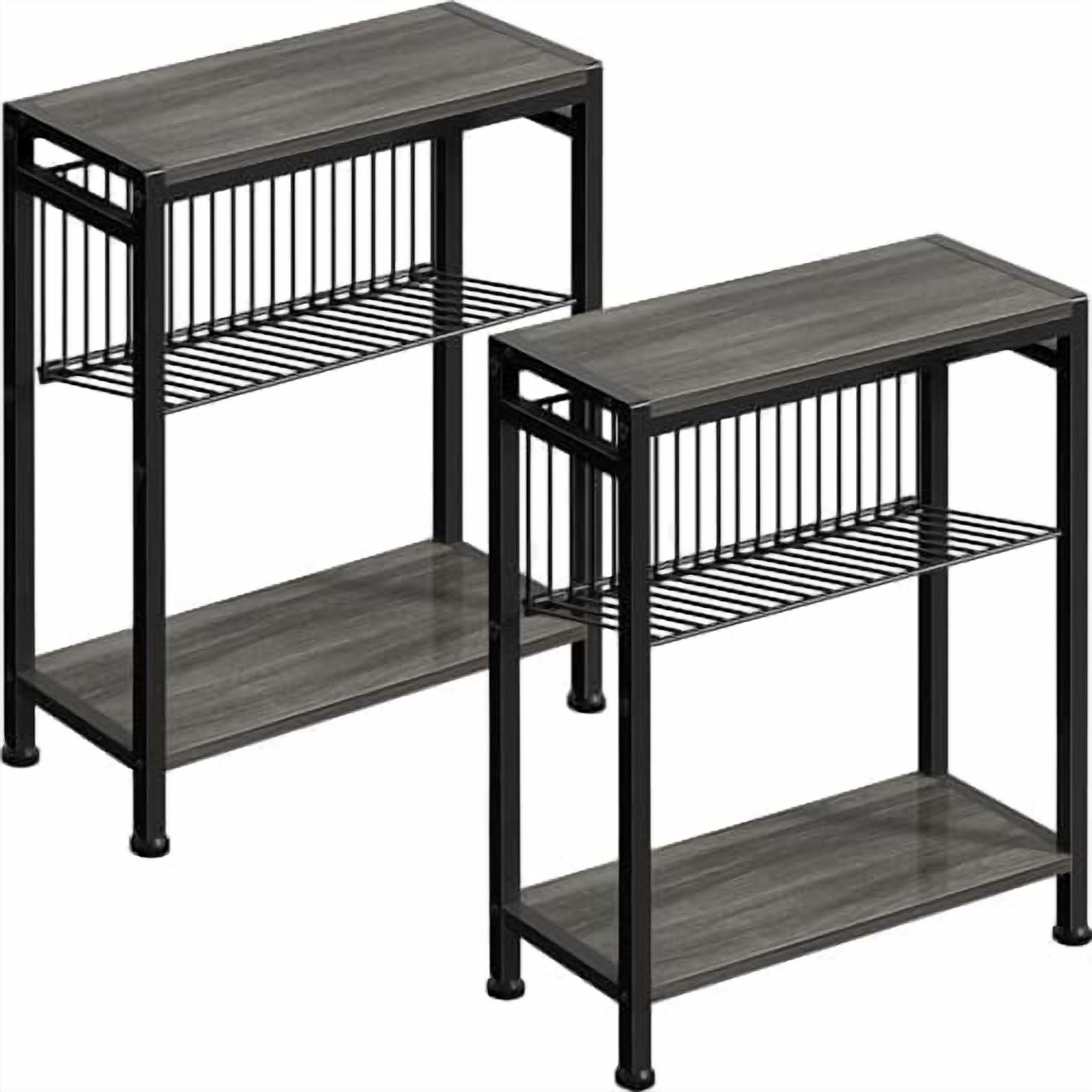 End Table Set of 2 for Small Space, 3-Tier Narrow Side Table with ...