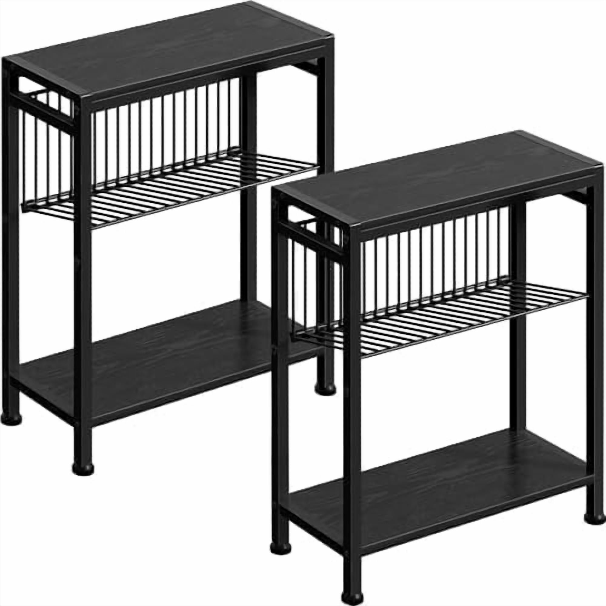End Table Set of 2 for Small Space, 3-Tier Narrow Side Table with ...