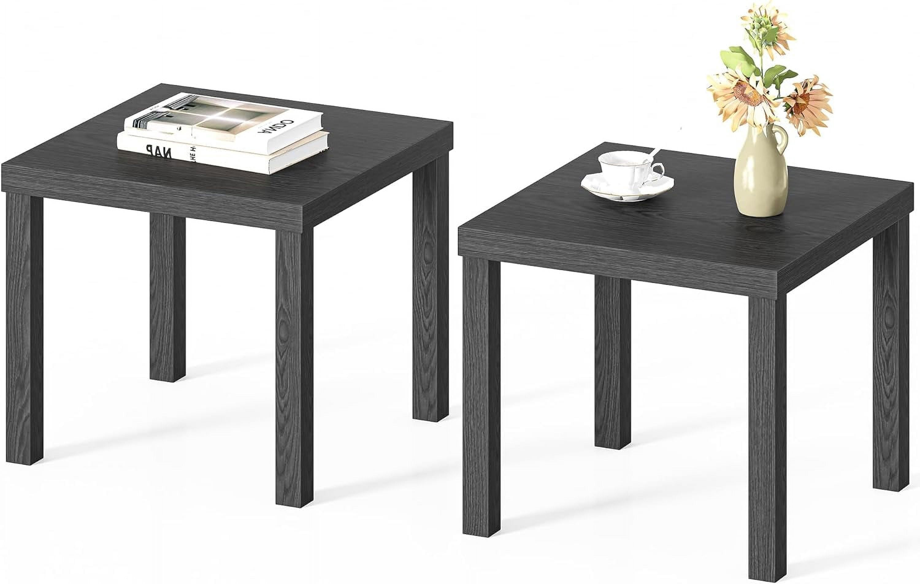 End Table Set of 2, Small Square Side Table, Modern Coffee Table Wooden ...