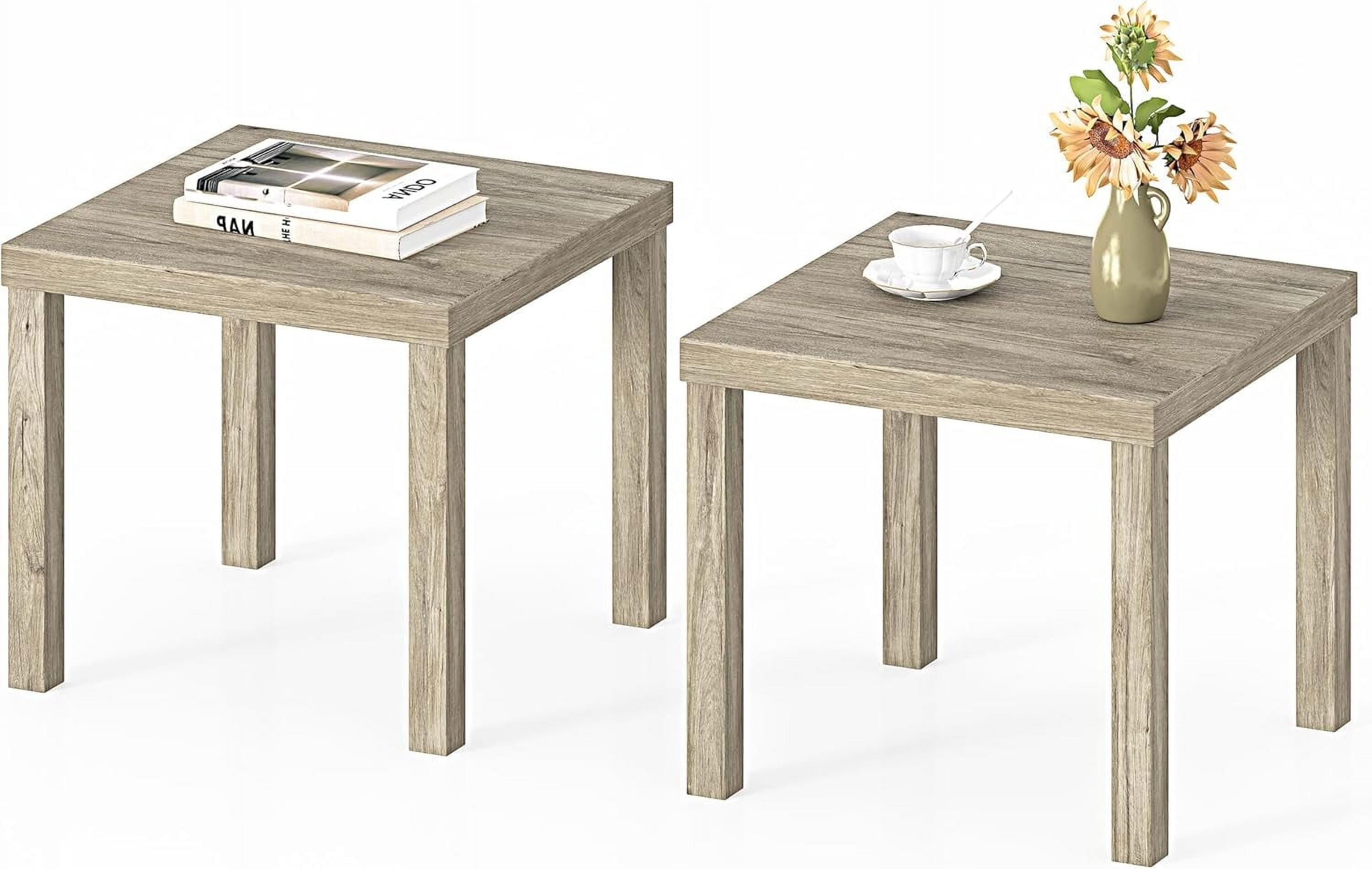 End Table Set of 2, Small Square Side Table, Modern Coffee Table Wooden ...