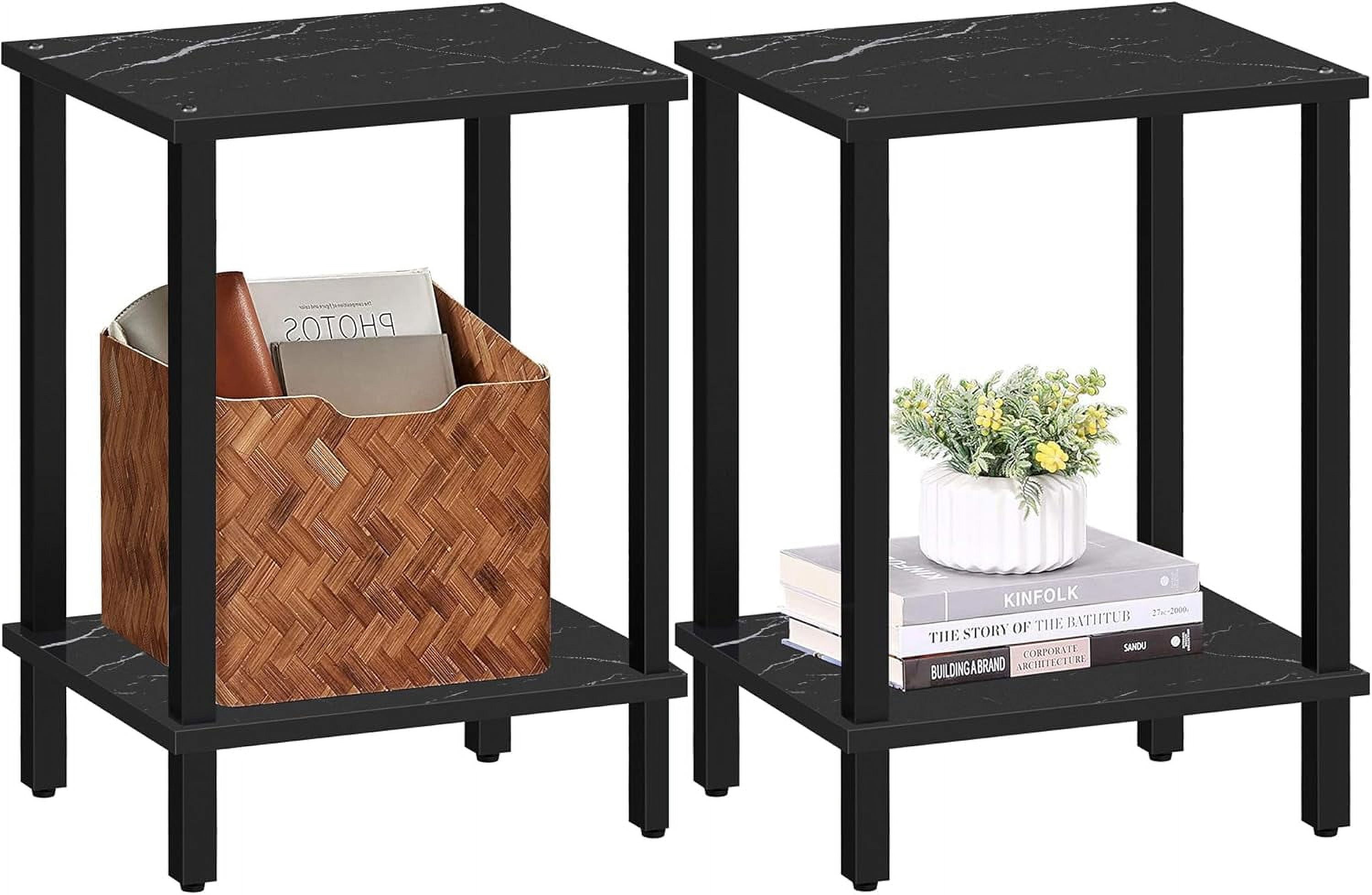 End Table, Set of 2, Side Table, Nightstand, 2-Tier Storage Shelf, Sofa ...