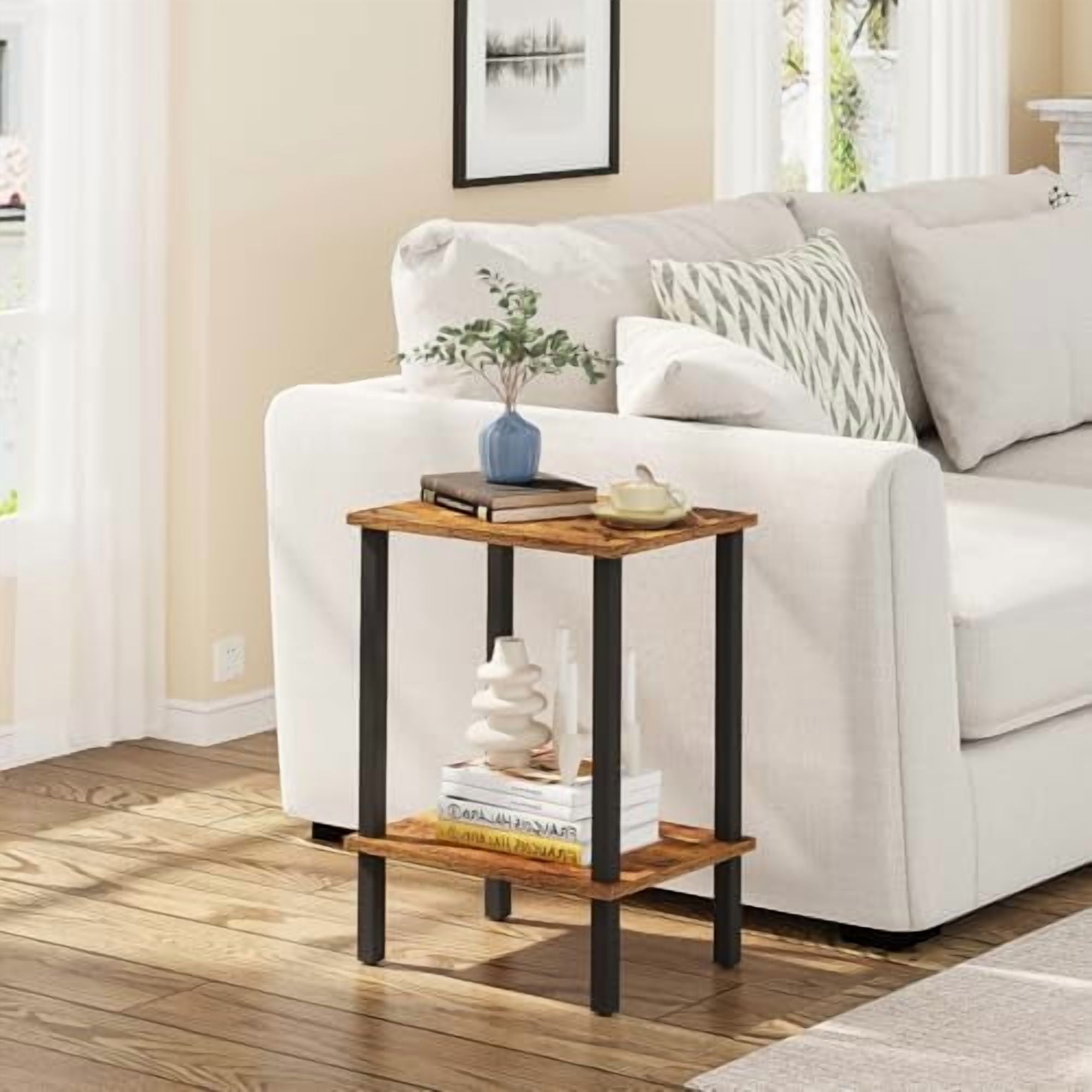 End Table, Set of 2, Side Table, Nightstand, 2-Tier Storage Shelf, Sofa ...