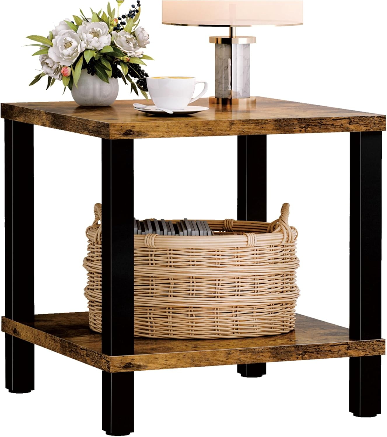 End Table, Side Table 20 Inch Square, Easy Put Together, No Tools ...