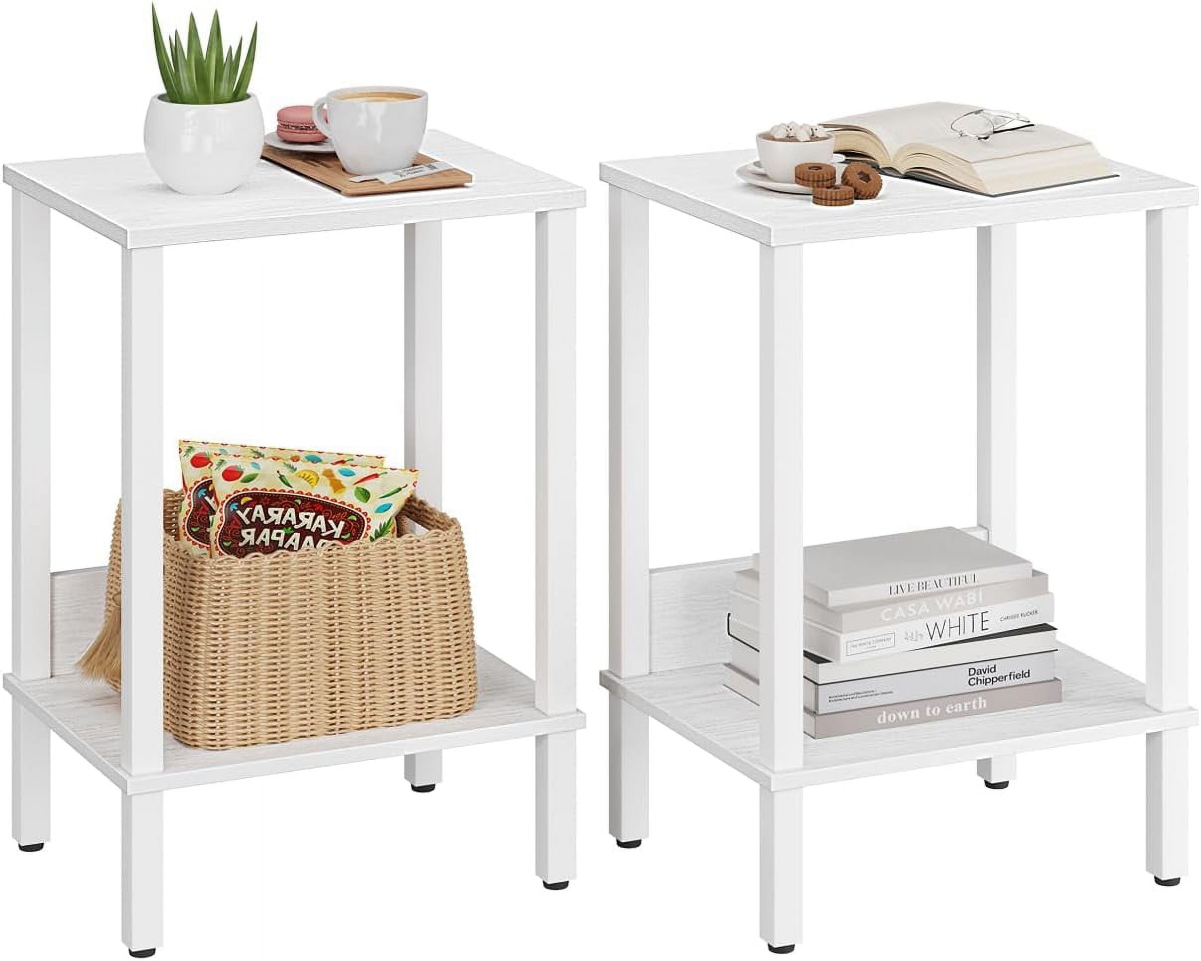 End Table, Side Table, Set of 2, Nightstands with 2-Tier Storage ...