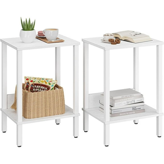 3-Tier Side Table Set of 2, Small End Table, Sofa Side Table for Narrow ...