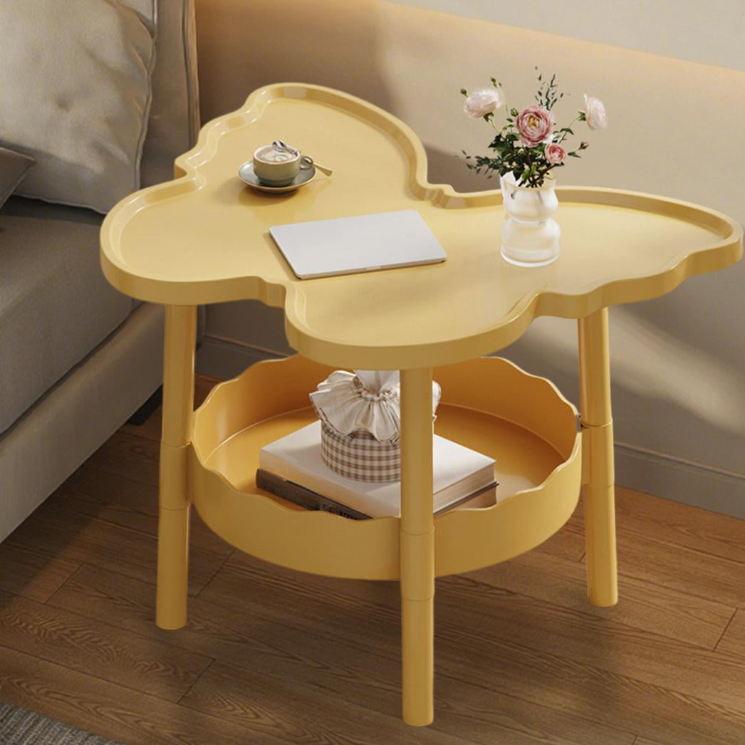 End Table, Small Butterfly Side Table with Storage Shelf for Small ...