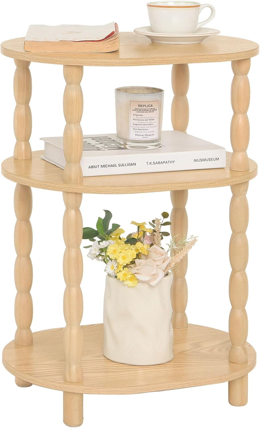 End Table, Small Oval Side Table for Small Spaces, Modern Night Stand ...