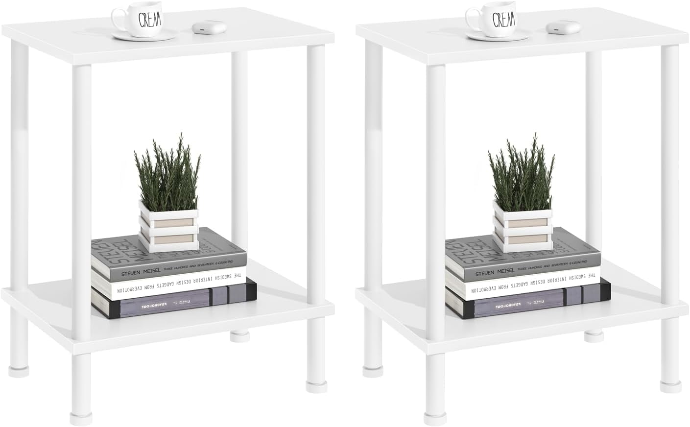 End Table,Small Side Table,2-Tier Nightstand with Storage Shelf,Sofa ...