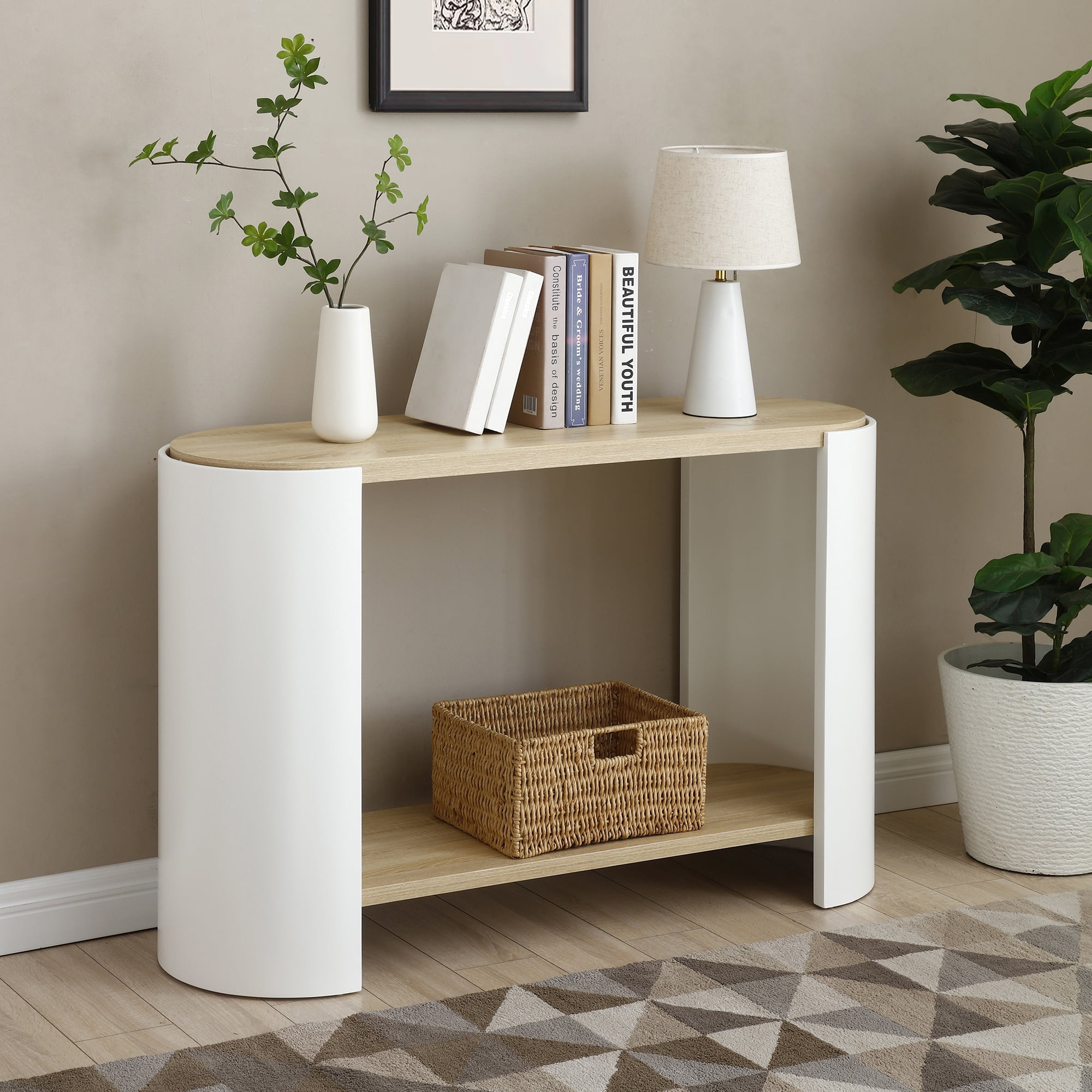 End Table,Small Side Table,Nightstand with 2-Layer Storage Shelves,Sofa ...